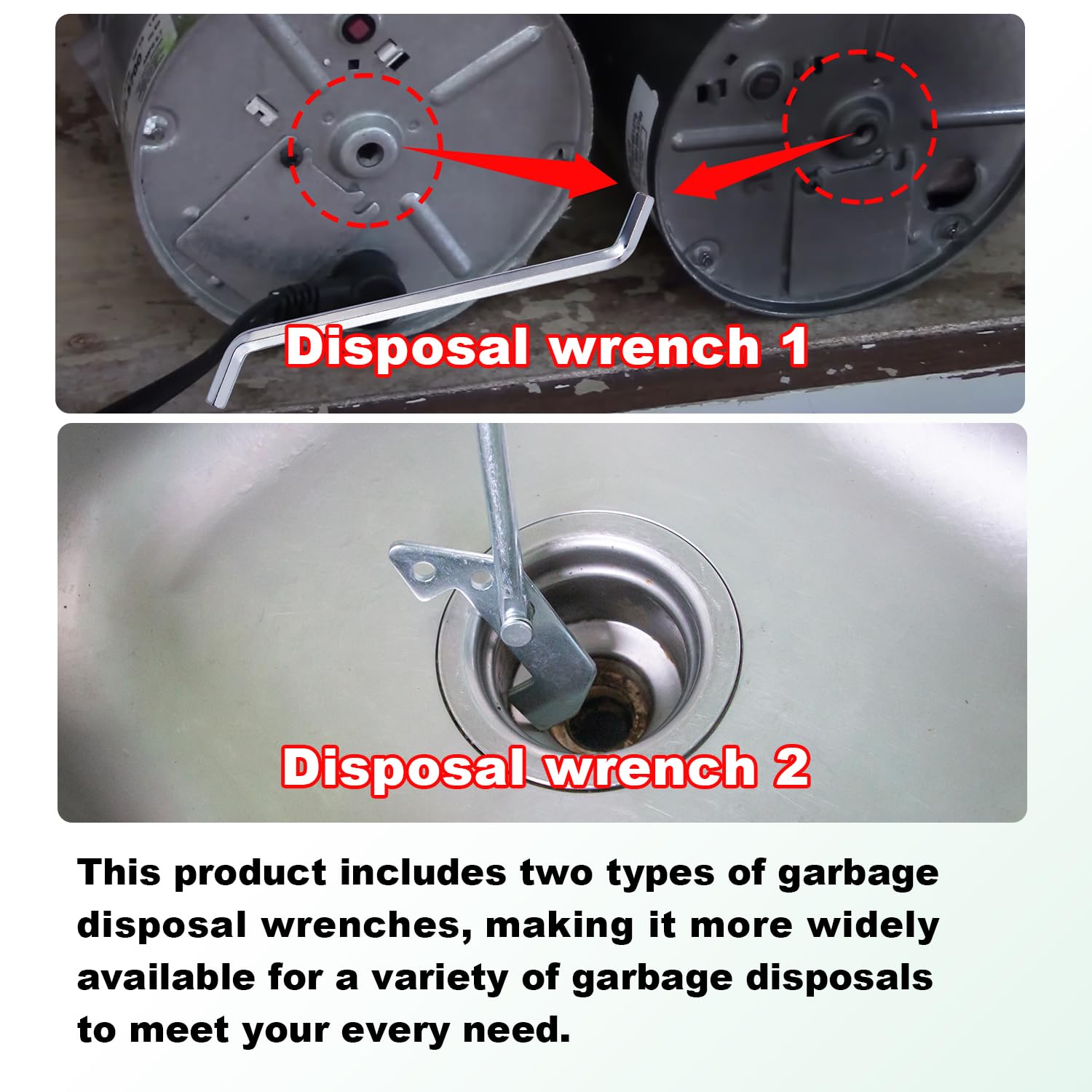 FullMayPro Garbage Disposer Unjamming Wrench/WRN-00 Garbage Disposal Wrench Tool,Garbage Disposal Unjamming Wrench/Garbage Disposal Wrench for Dislodge Jams or Clutter From Above The Sink(Silver Kit)