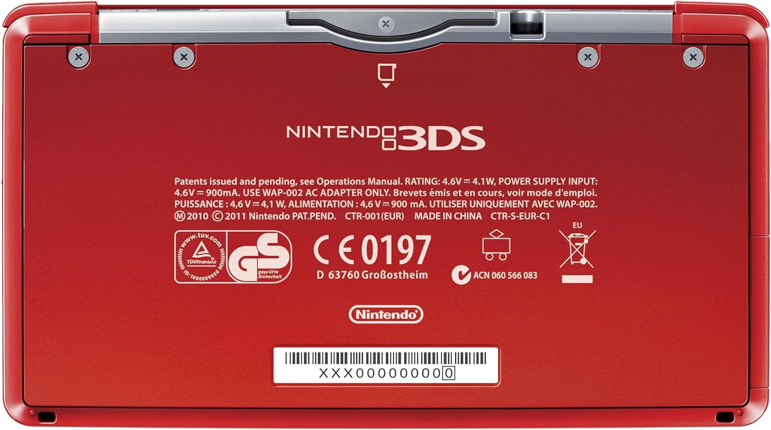NINTENDO 2200249 CONSOLE 3DS METALLIC RED