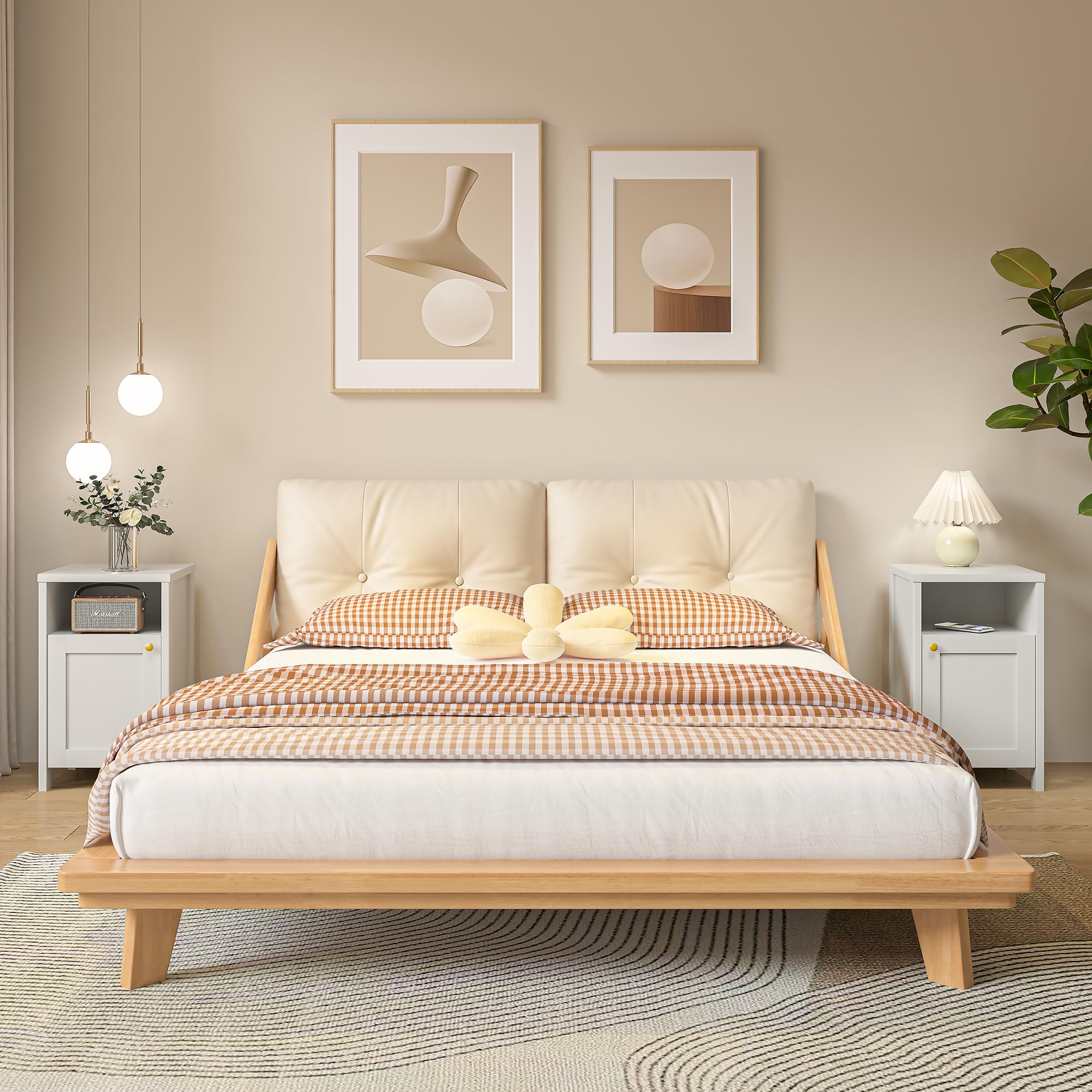 furtble Nightstands Set of 2, Modern Bedside Table, Sofa End Table with Storage Shelf, Narrow Nightstand, Wooden Bedside Furniture for Bedroom, White
