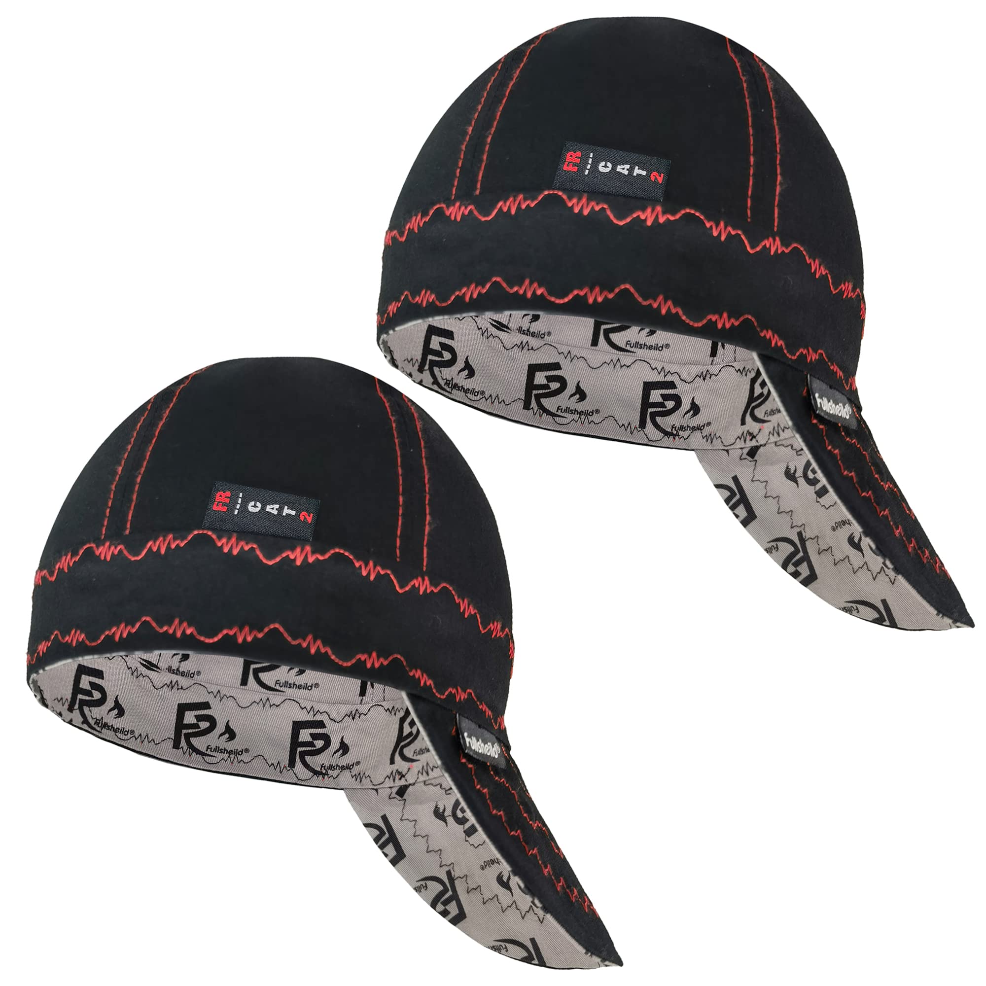 Fullsheild Reversible Welding Cap Flame Resistant CAT 2 Protective FR Welder Hats 6 Pannel Midweight Printed for Men Women 2PCS 7