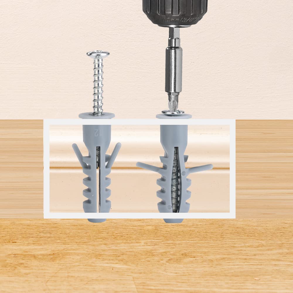 CNAM (#10) Drywall Screws Kit, Anchors and Screws kit 10mm x 37.1mm Universal Wall Expand Anchor with Self-Tapping Screws (100 Pcs) for Fixed and Hanging