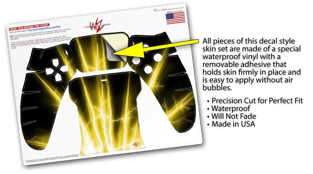 WraptorSkinz Skin Wrap compatible with Sony PS5 DualSense Controller Lightning Yellow (CONTROLLER NOT INCLUDED)