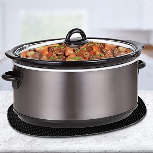 Vodolo Oval Slow Cooker Heat Resistant Mat for 6-8 Quart, Appliance Slider Function Countertop Protector Compatible with Crock-Pot/Elite Gourmet/Hamilton Beach etc 6-8 Quart Oval Slow Cooker