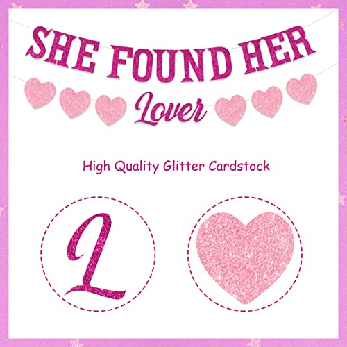 Sursurprise She Found Her Lover Banner Hot Pink Glitter for Bachelorette Party Decorations Bridal Shower Engagement Wedding Supplies