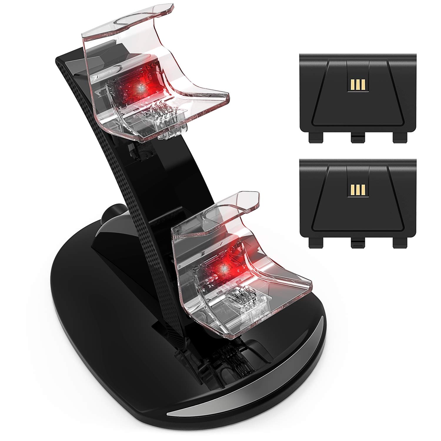 Controller Charging Station for Xbox One, Docking Charger Stand with 2 x 1200 mAH Rechargeable Battery for Xbox One/Xbox One S/Xbox One X Controllers(Not for Xbox Series X/S Controller)