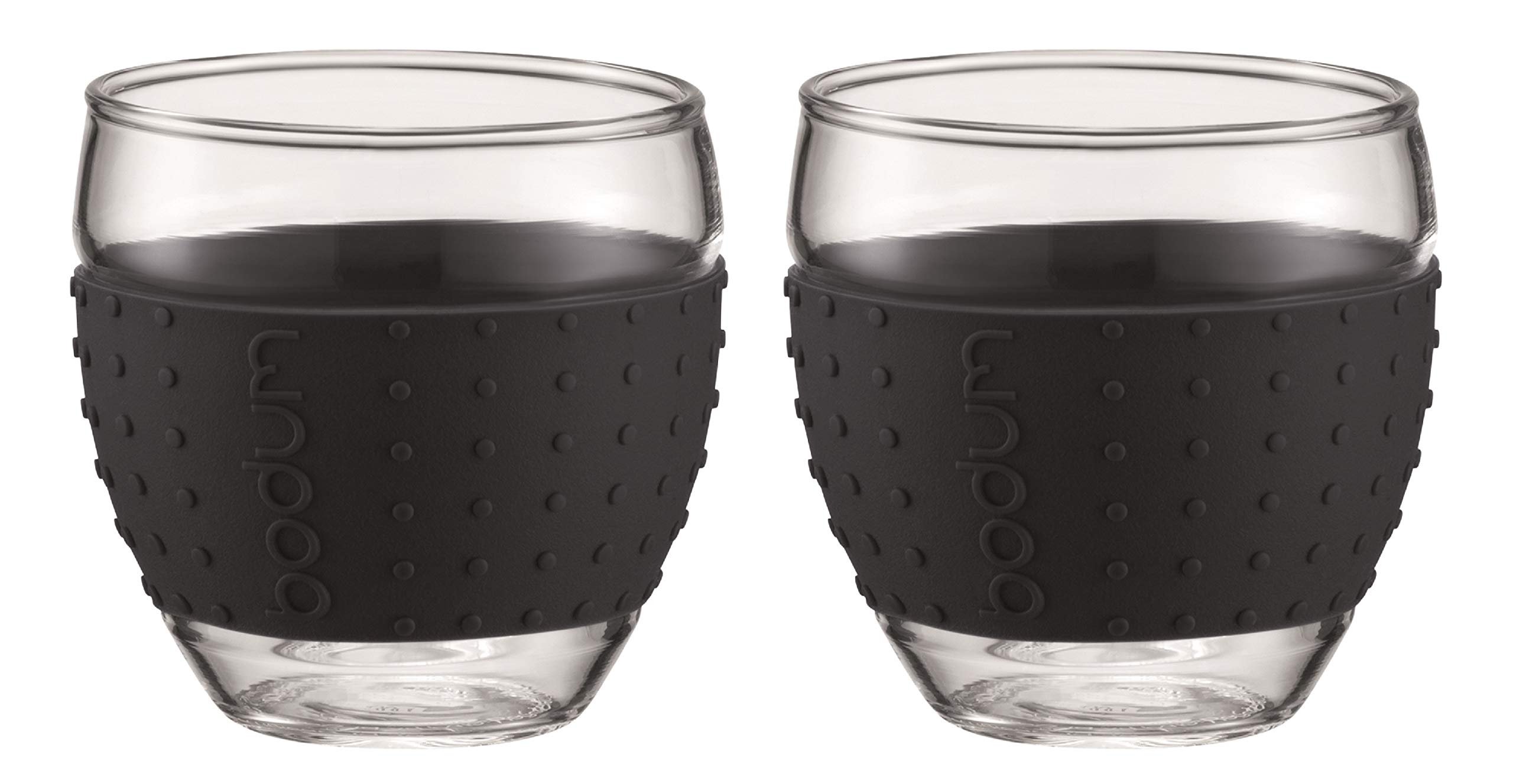 Bodum Pavina Set of 2 Glass Mugs, 0.35L, 12oz, Black