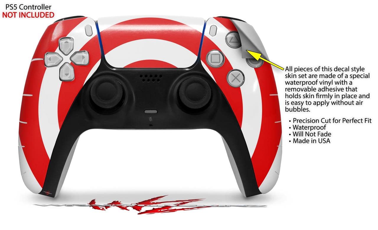 WraptorSkinz Skin Wrap compatible with Sony PS5 DualSense Controller Bullseye Red and White (CONTROLLER NOT INCLUDED)