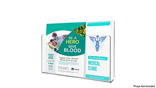 Marketing Holders 12" W Wall Chart or Tablet Holder Magazine Hospitals Clinics Open Pocket Open Sides Hanging Folder Horizontal Organizer Patient Charts Medical