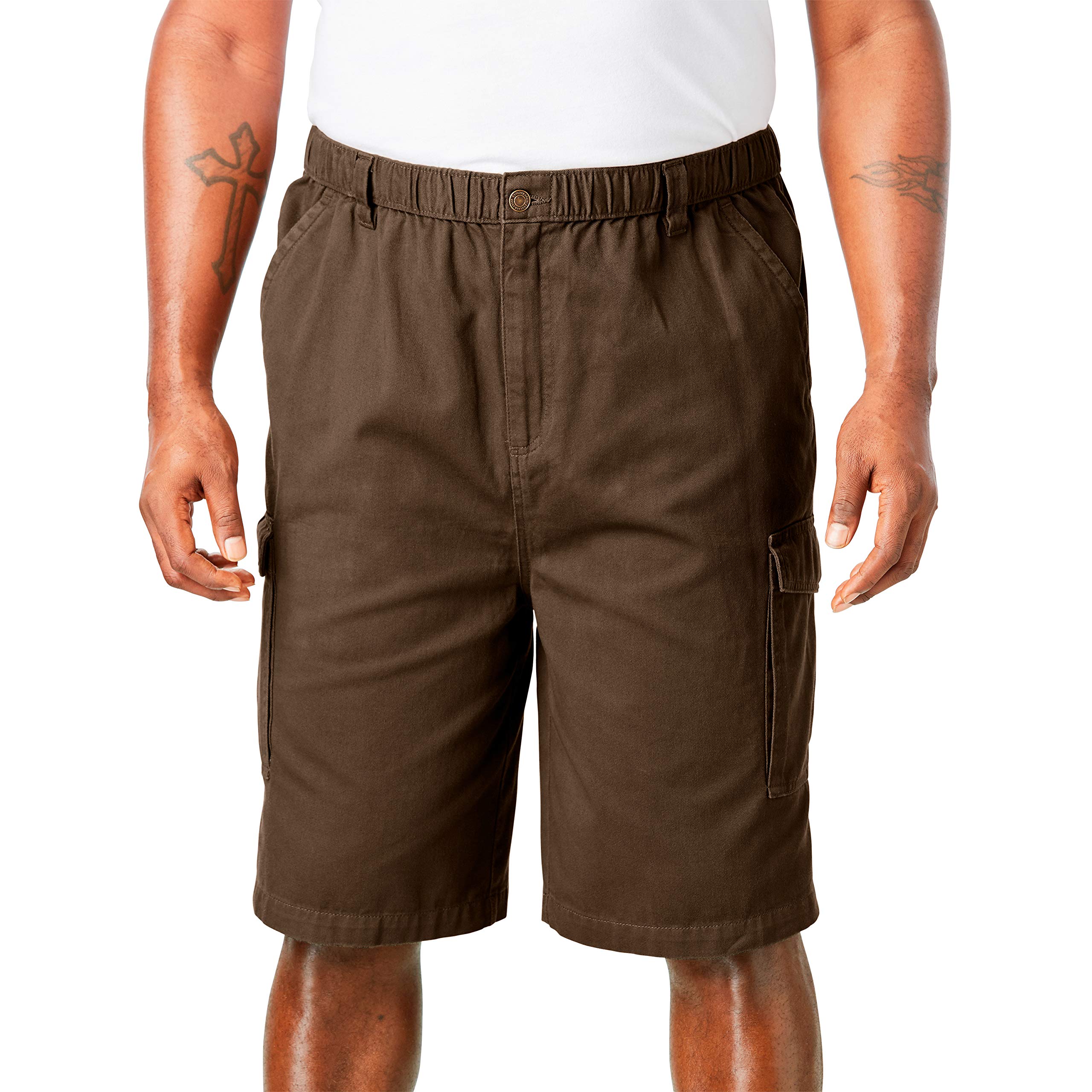 Boulder Creek by KingSize Men's Big & Tall Renegade 9" Full Elastic Waist Cargo Shorts - 5XL, Bark
