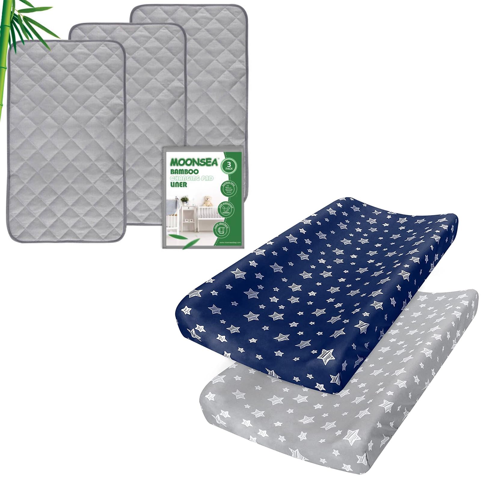 Changing Pad Cover for Boys Girls 2 Pack, Lovely Print Soft Unisex Diaper Change Table Sheets and Diaper Changing Pad Liner Non-Slip
