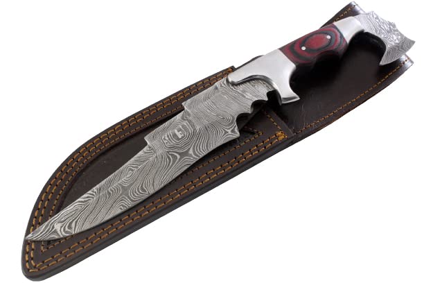 Custom handmade Damascus steel fixed blade hunting knife. PPI-12