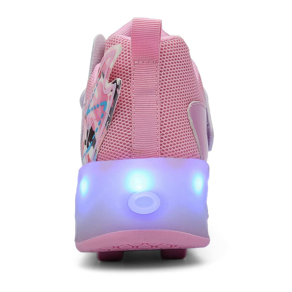 CEIEOE Kids Roller Skates Sneaker with 4 Wheels Colorful LED Sport Shoes Can Charge for Beginner Best Gift More Balanced