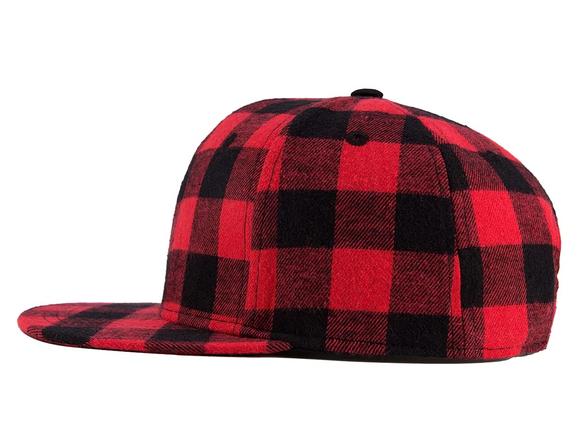 CNUSER Snapback Hats for Men Women,Fashion Baseball Cap,Hip Hop Flat Bill Brim Adjustable Dad Hats (Plaid Black Red)