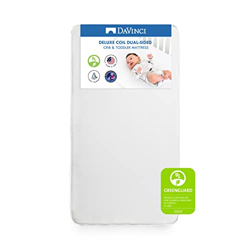 DaVinci Deluxe Coil Dual-sided Crib & Toddler Mattress, Extra firm, Waterproof, Greenguard Gold Certified
