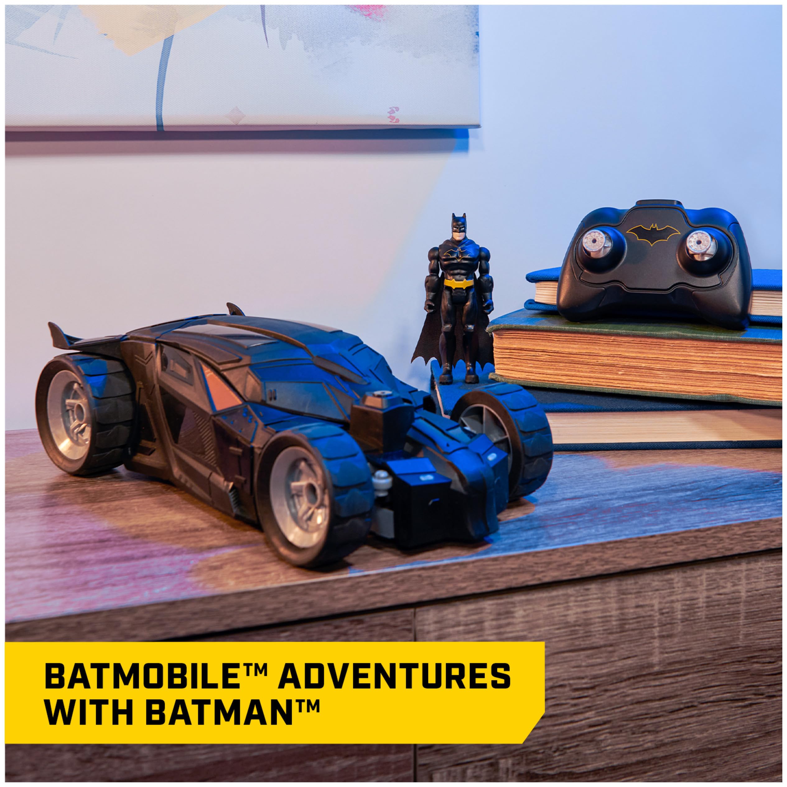DC Comics, Batman Batmobile Remote Control Car, Easy to Drive, Compatible with Batman Figures, Kids Toys for Boys and Girls Ages 4 and Up
