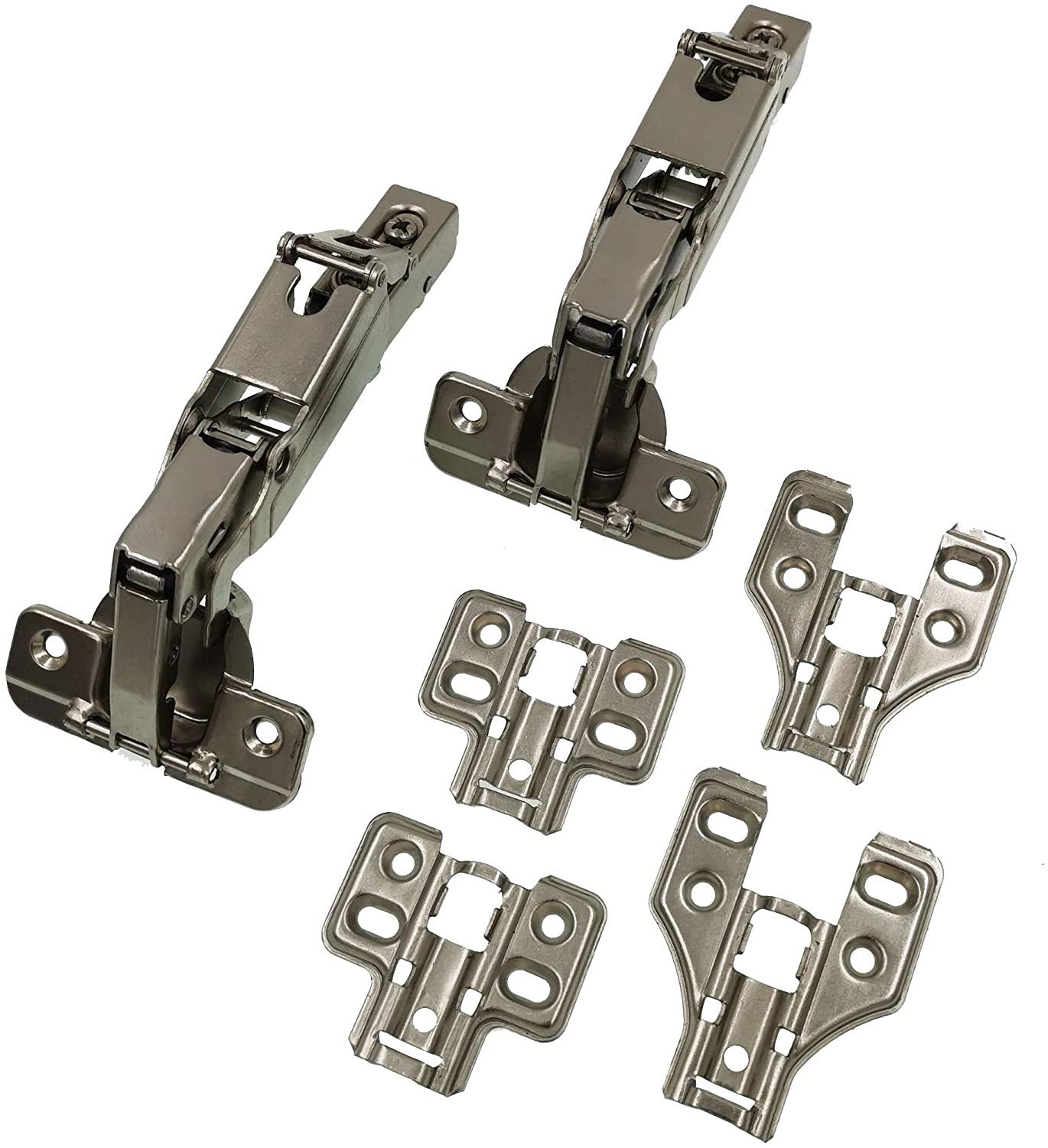 DECOBASICS Lazy Susan, Pie-Corner Kitchen Cabinet Hinge Set for Folding Doors. 165 Degree Nickle Plated Iron Concealed Hinges with Plates for Face Frame and Frameless Cabinets.