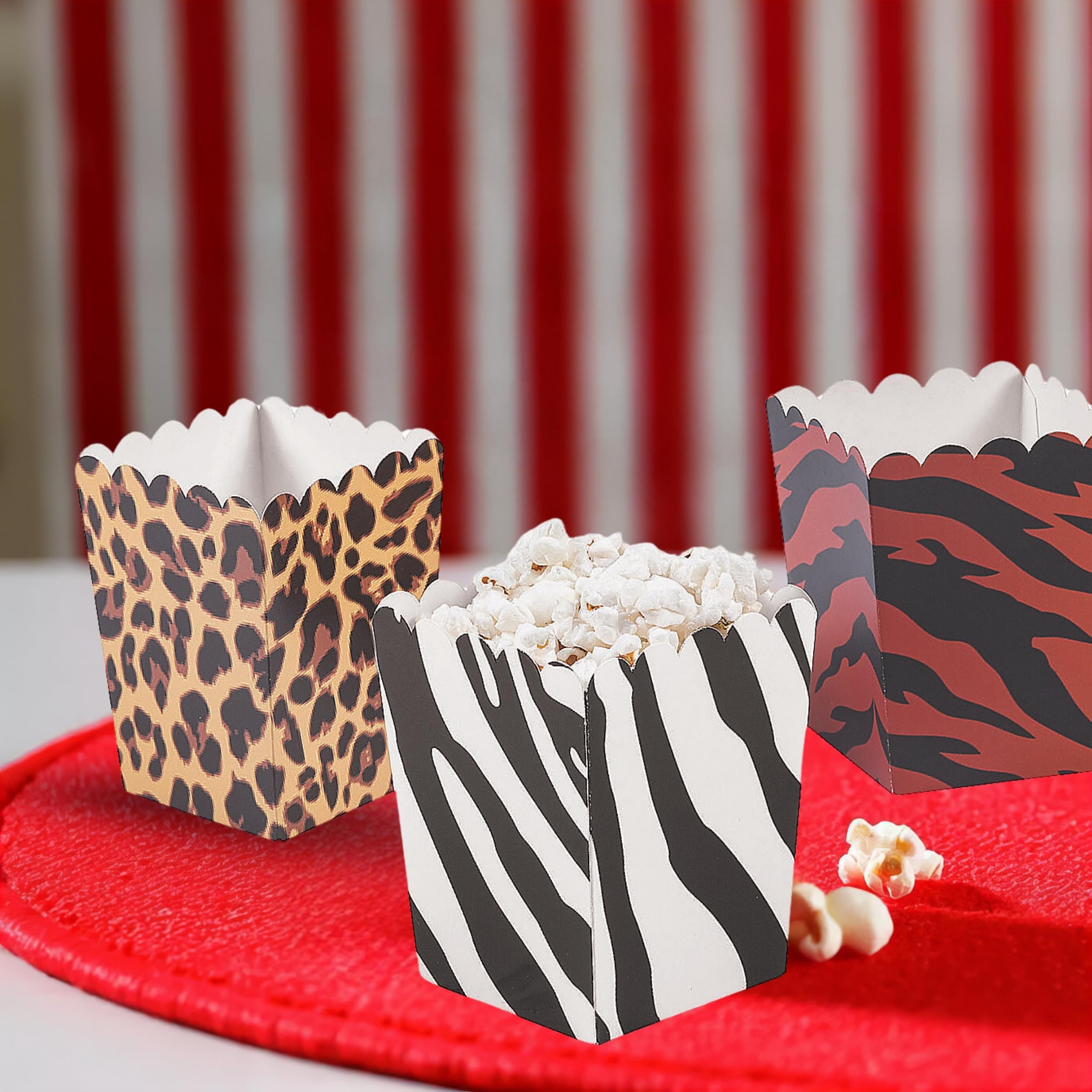 Fun Express Animal Print Mini Popcorn Boxes 24PC - Party Supplies - VBS Vacation Bible School Supplies/Decor - 24 Pieces
