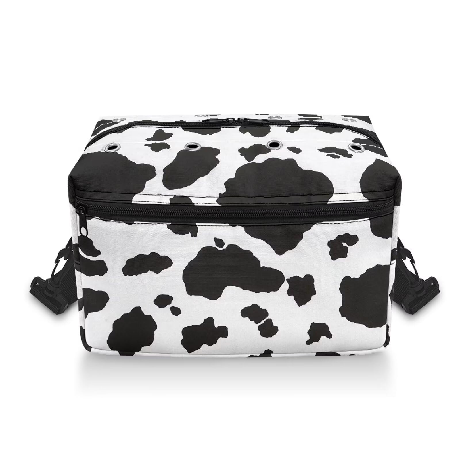 Kathyboom Cow Print Knitting Bag for Yarn Storage, Large Capacity Yarn Tote Organizer Crochet Bag for Knitting Needles, Crochet Hooks and Other Accessories