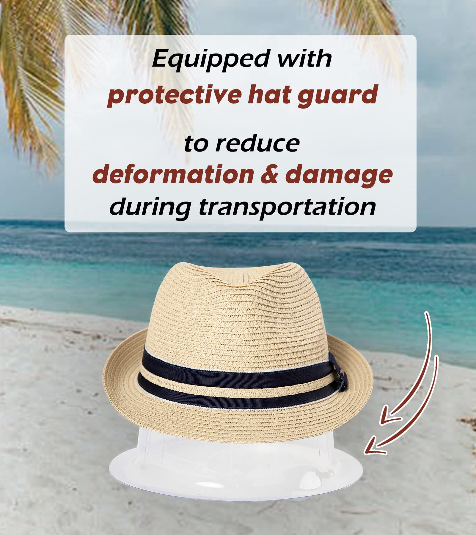 Comhats Summer Fedora Straw Hats for Men Beach Sun Panama Packable Trilby Dress Derby Beige XX-Large XXL
