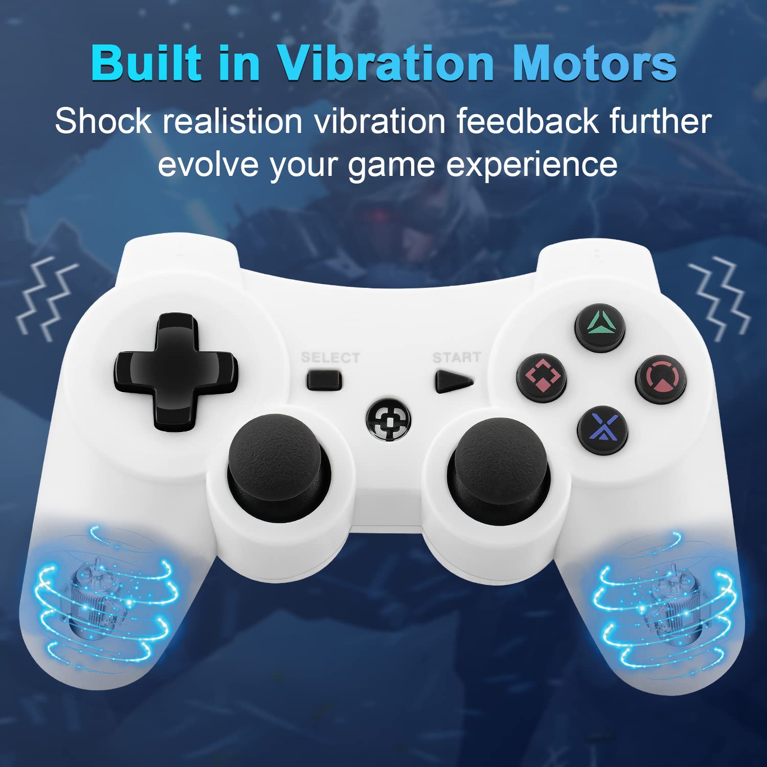 Blue Wireless Gamepad Works with PS3 Controller, OUBNAG for PS3 Remote Compatible with Playstation 3 Cooling Game Controllers for PS-3 Gift for Kids Boy Girl Man (2022 New Lightning Blue Pa3 Joystick)