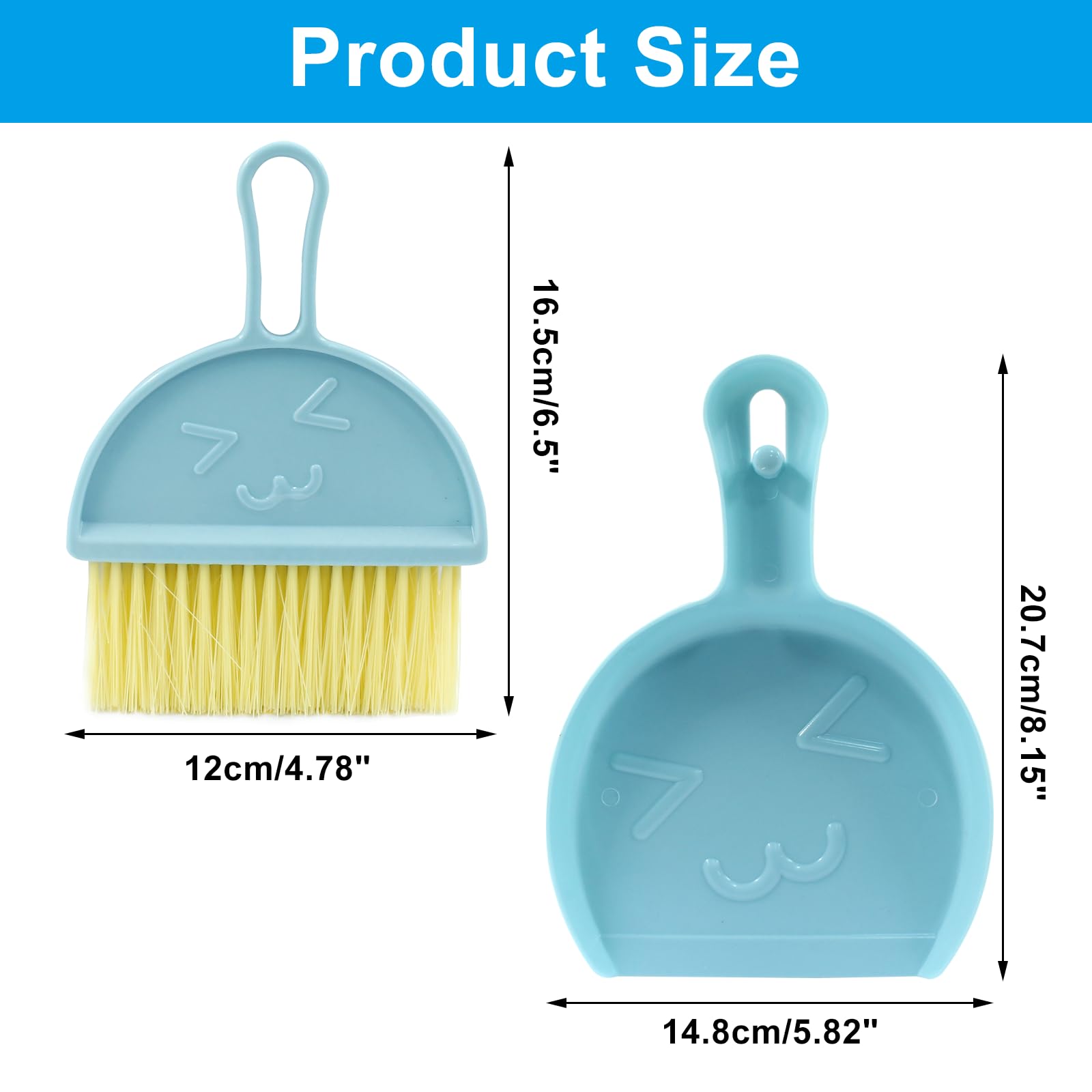 Hitefu Mini Dust Pans with Brush Set, Small Broom and Hand Dustpan Set for Home Cleaning, Dust Pans and Broom Combo Set Hangable Whisk Broom for Table Countertop Sofa KeyBoard and Pets(3 Colors)