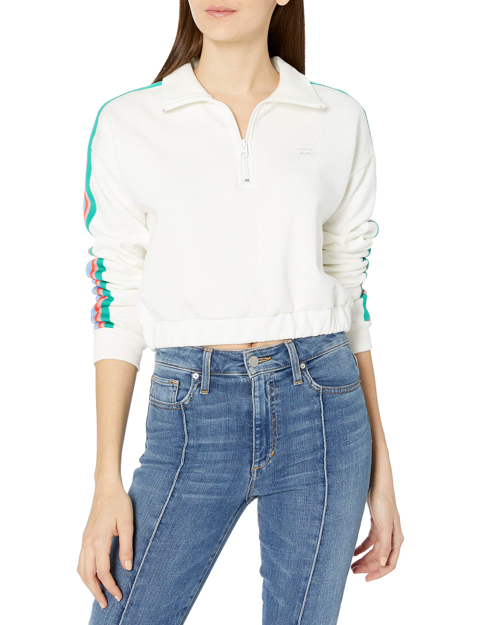 Billabong Women's Finding Waves Half Zip Sweatshirt, Salt Crystal, L