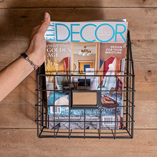 Wall35 Rivista File Holder Home Office Desk Organizer, Chicken Wire Mail Organizer and Magazine Holder, Metal, Black