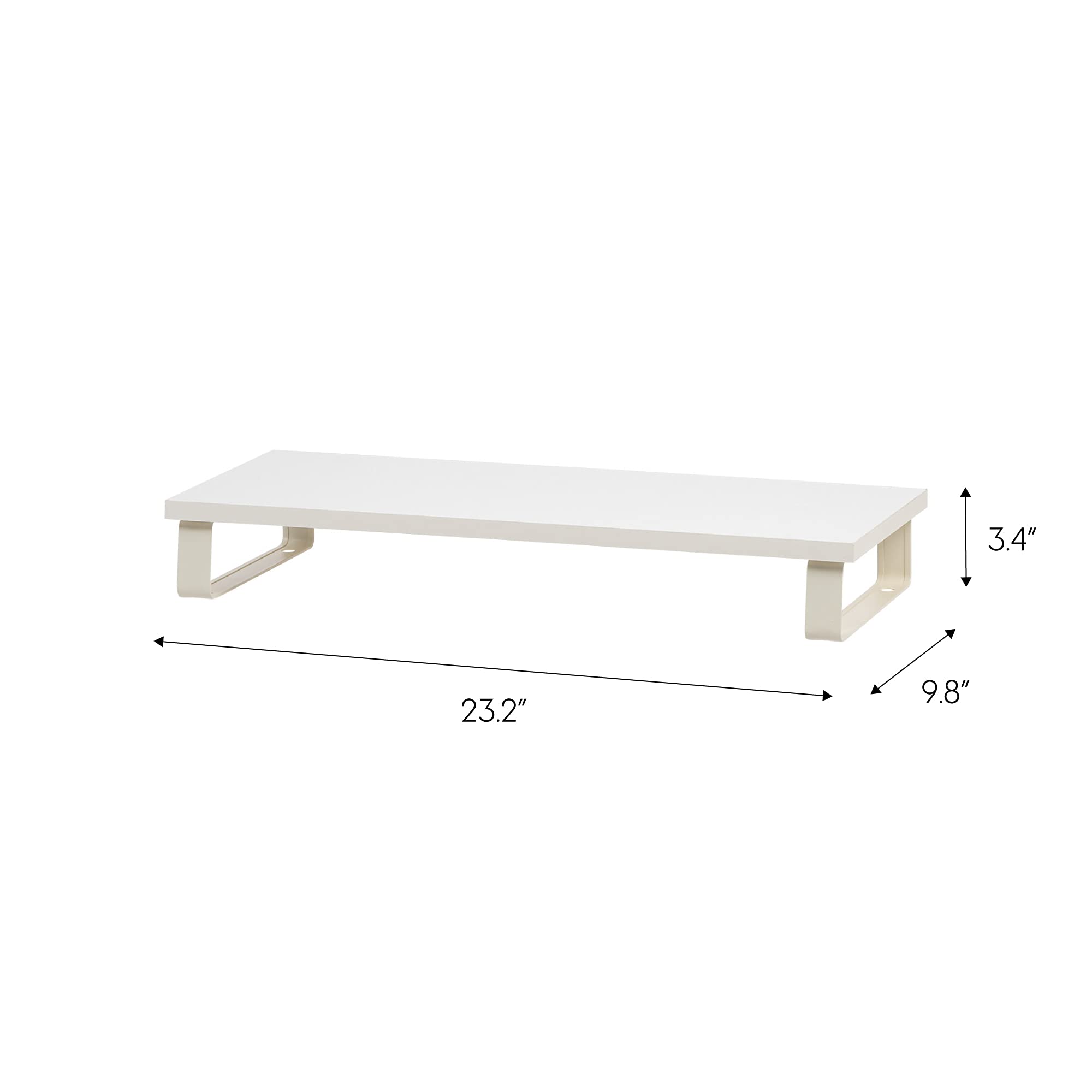 IRIS USA 2-Tier Long Multi-Purpose PC Monitor Organizer Stand, Stackable Ergonomic Desktop and Countertop Riser for Computer Laptop TV Shoes Kitchen Pantry and Closet Organization, White