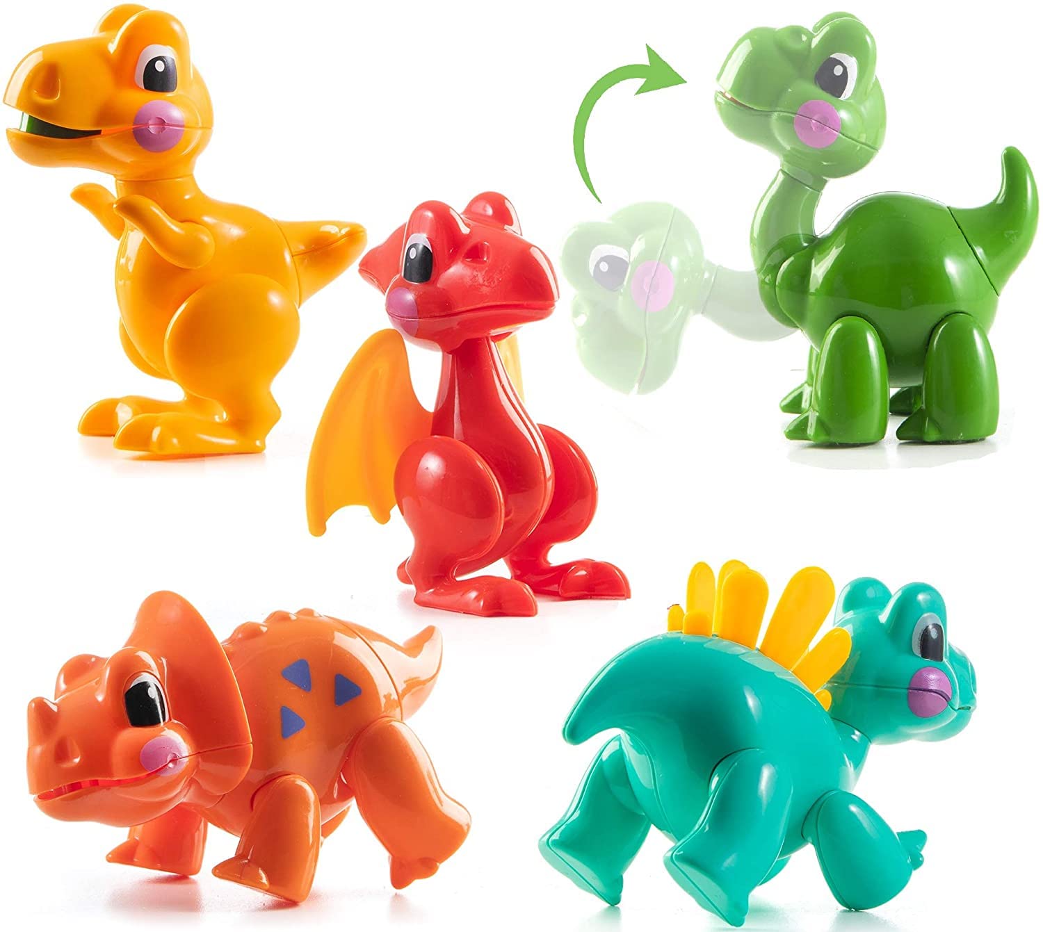 PREXTEX Small Baby Dinosaur Toys for Toddlers 3 Years and Up - Set of Cartoon Dinosaur Figures, Safe ABS Plastic with Round Edges, Perfect for Kids of All Ages, Dino-Themed Parties, and Birthday Gifts