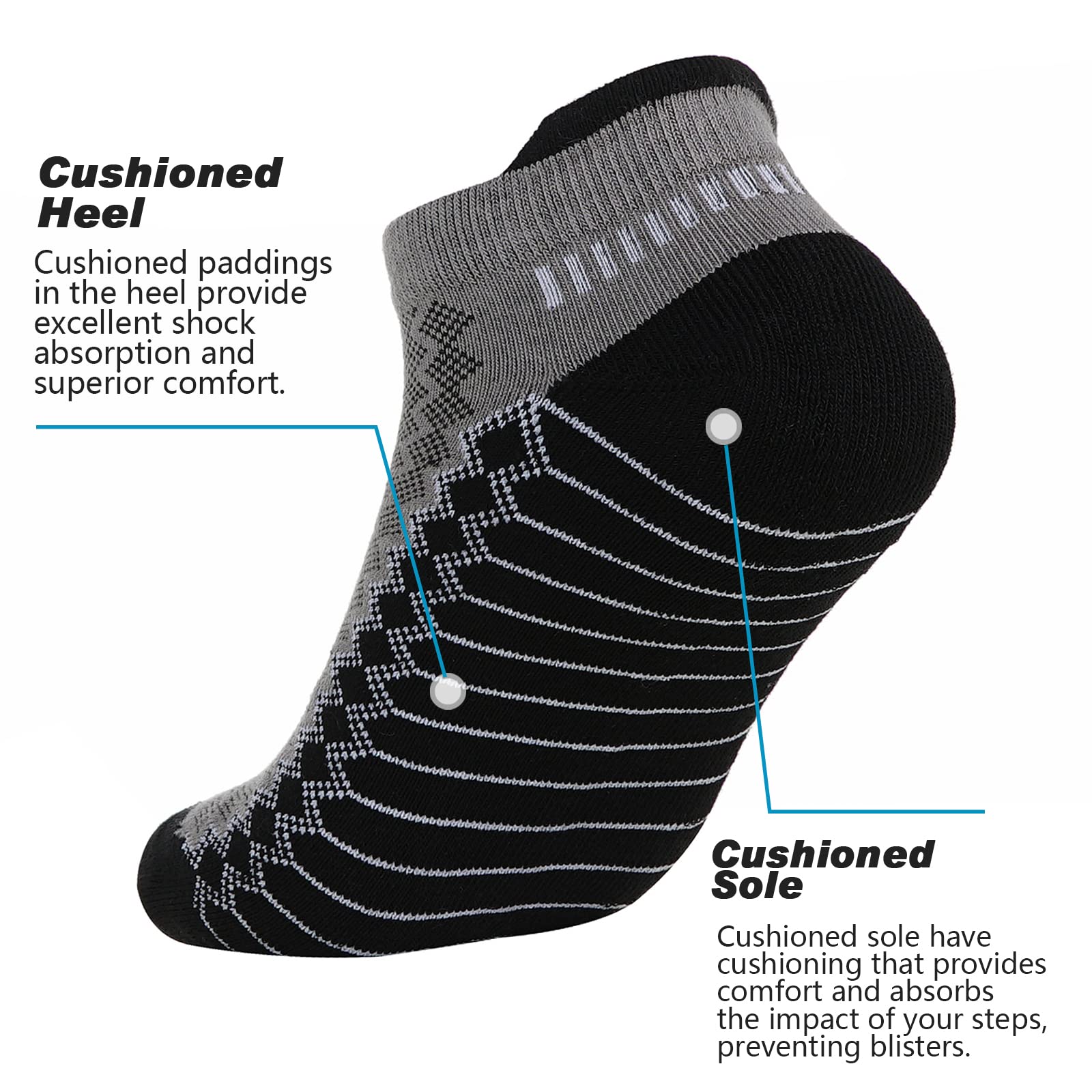 Compression Socks for Men and Women 6 Pair,No Show Socks Cushioned Breathable Low Cut Compression Running Athletic Sock with Ankle Support 001 Multi S