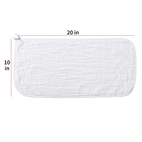 CottCare 10 Pack Muslin Burp Cloths for Unisex Baby 100% Cotton Large 20''X10'' Thicken Super Soft and Absorbent (White)