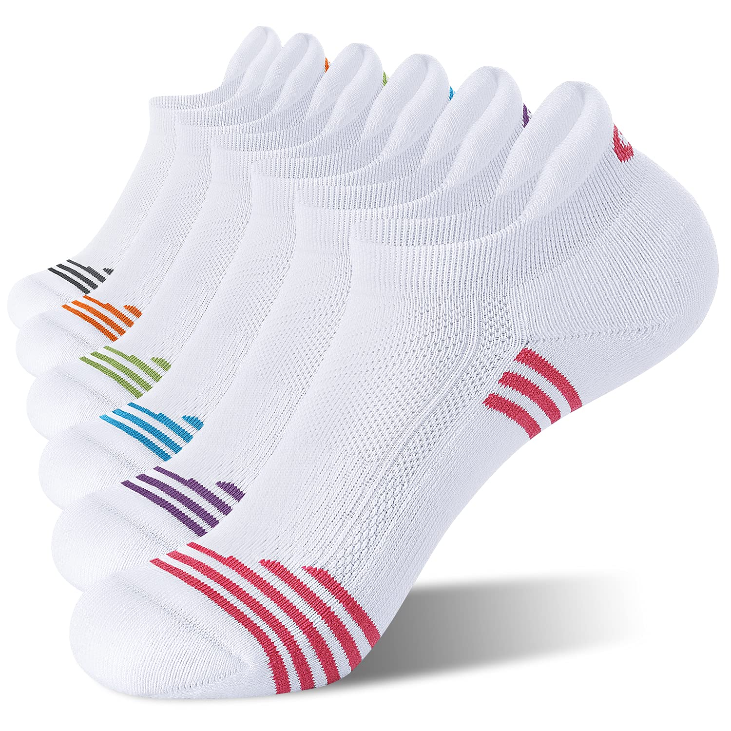 CelerSport 6 Pack Women's Ankle Running Socks Low Cut Athletic Sports Socks Mixed Color Medium