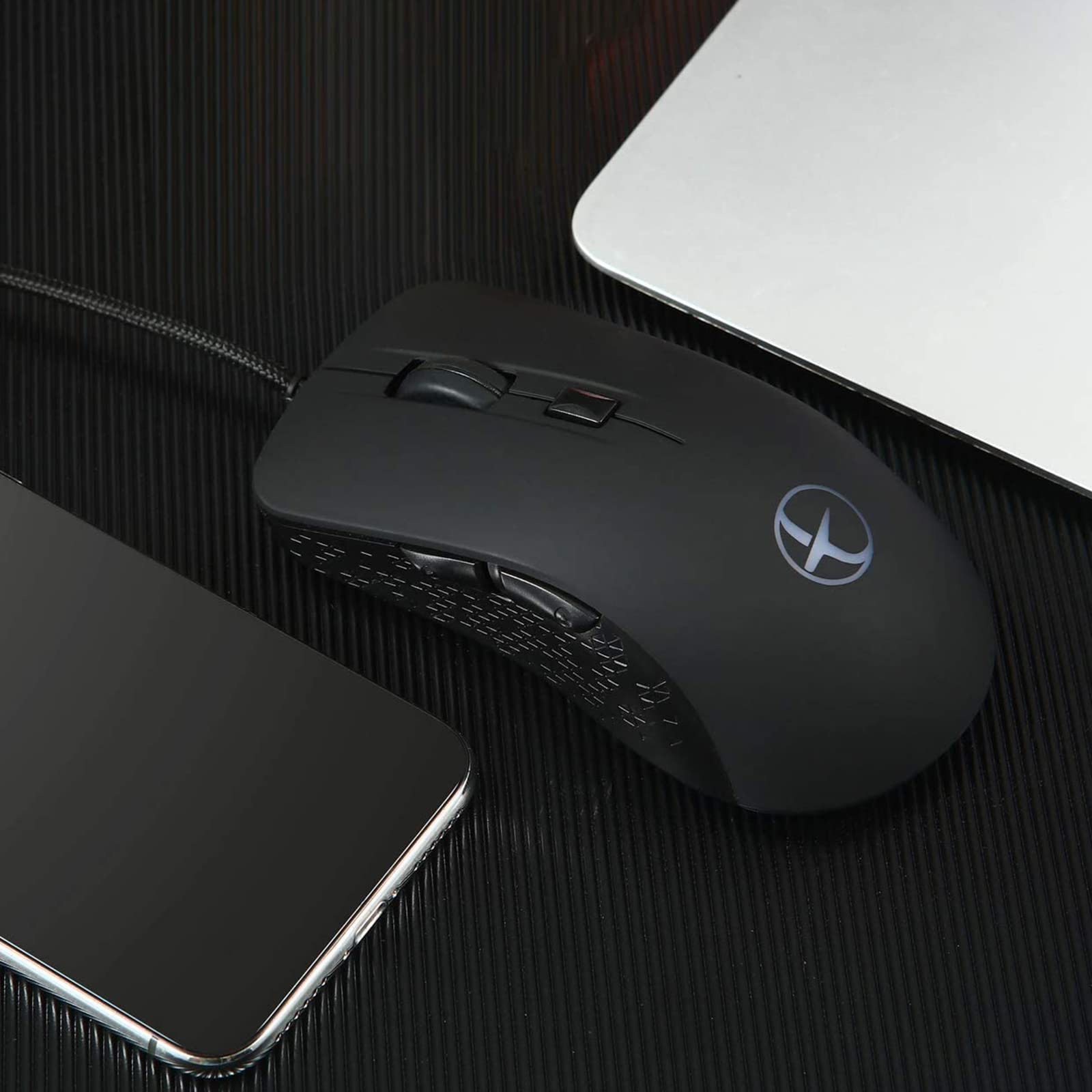 WREWING Wired Gaming Mouse, Ergonomic Programmable USB Warmer Heated Mouse with 6 Buttons 2400 DPI, for Windows Mac PC Games (Black)