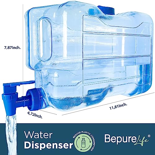 Water drink dispenser for fridge. 1.5 Gal. Pitcher Refrigerator. Reusable PETG plastic bottle with faucet, spigot. Pur water jug. Tank for drinks, cocktails, juice. Zero BPA.beach, camping. (1.5Gal)