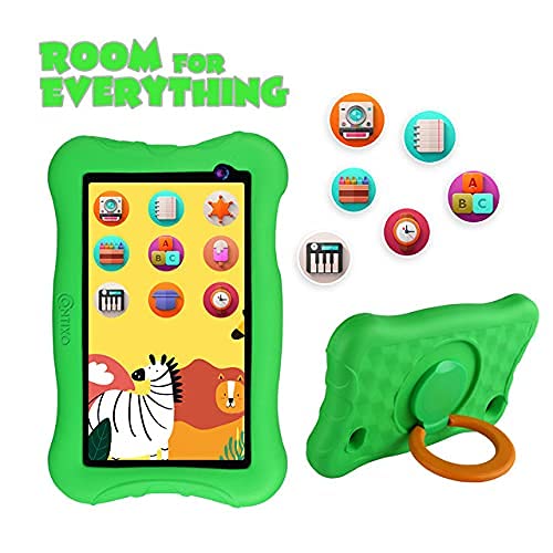 Contixo V10 Plus 7 inch Kids Learning Tablet Bundle - 2GB RAM 32GB Storage, Bluetooth, Android 10, Dual Cameras, Parental Control, Come with Kids Bluetooth Headphone & Tablet Bag - Green-Set