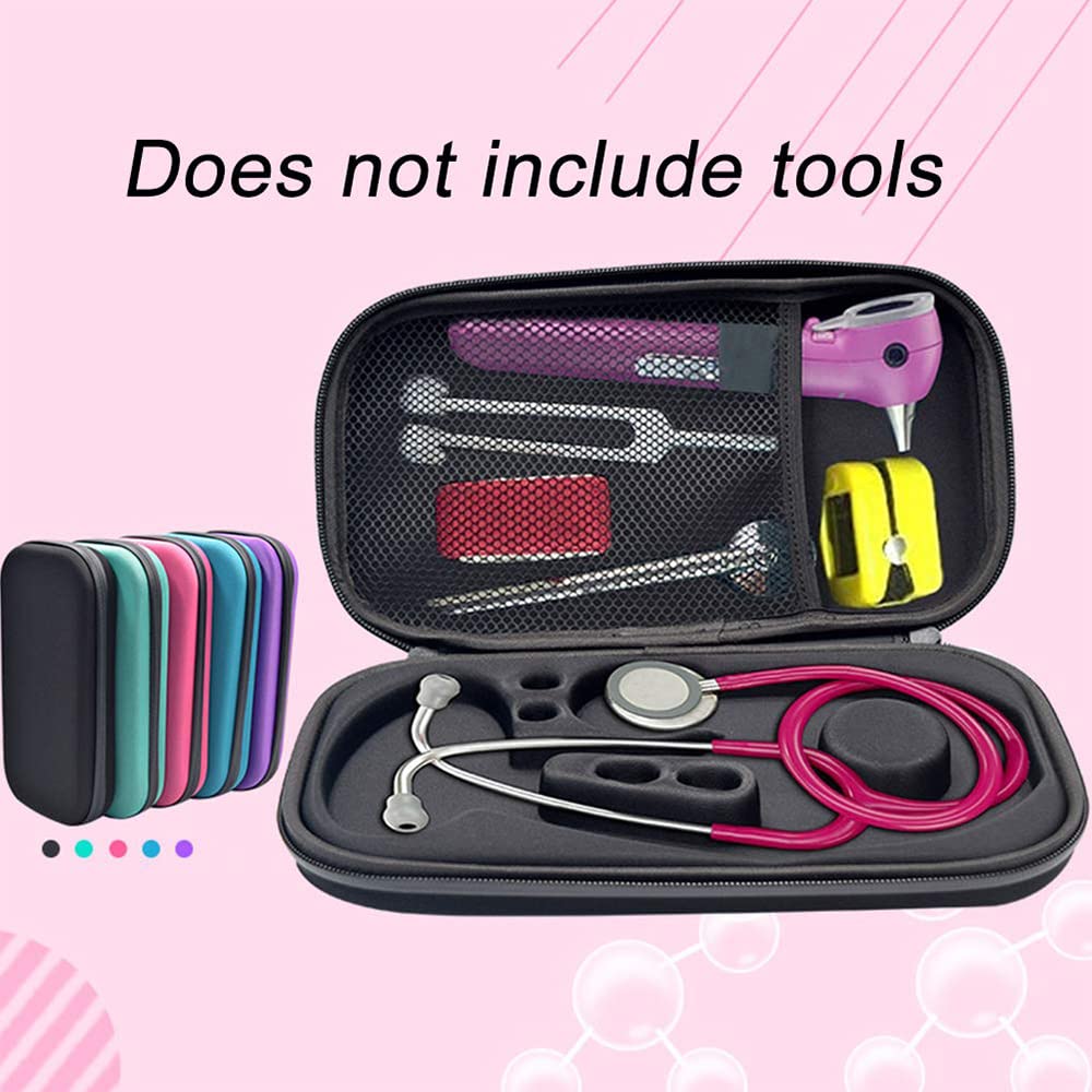 Hlsicnalm EVA Hard Shell Portable Stethoscope Storage Box Carry Travel Case Bag for Pen Organizer Flashlight Tweezers Tape, Black, Modern