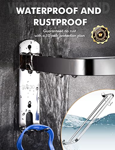 IKITCHEN Towel Racks for Bathroom, Stainless Steel Towel Holder Wall Mounted with 2 Hooks, Bathroom Shelf with Towel Bar 23Inch Polished Silver