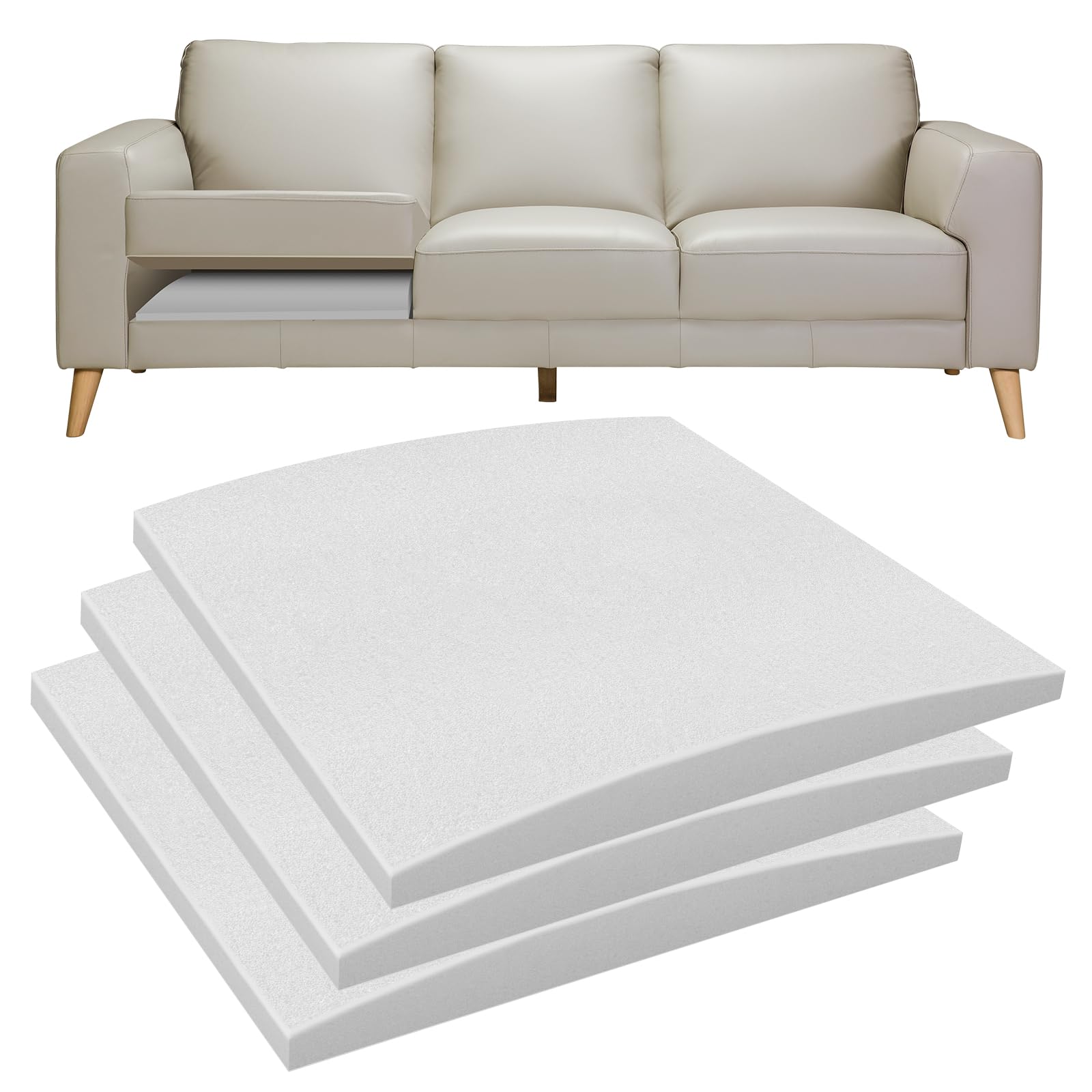 Couch Sofa Cushion Support for Sagging Seat, 3-Pack 20"X20" Gray Curve Furniture Seat Under Couch Sag Repair,Foam Insert Sofa Cushion Support Board for Sectional Sofa.