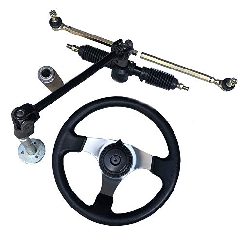 Niome Go-Kart Steering Wheel Kit, 300mm Steering Wheel 320mm Gear Rack Pinion Adjustable Shaft Set,Assembly Replacement for Go Kart Go Cart ATVÂ UTV 110cc 125cc 140cc 150cc