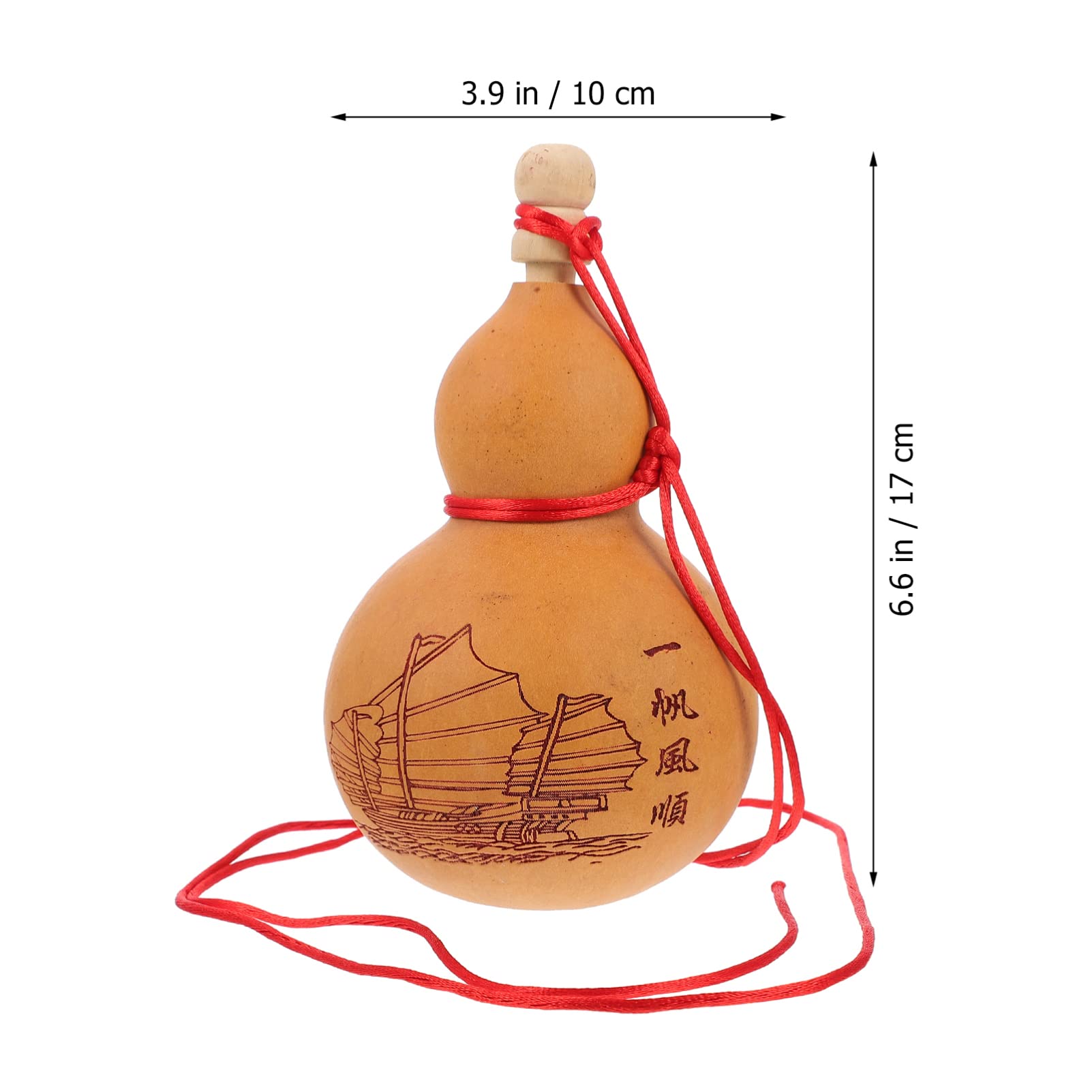 DOITOOL 2PCS Gourd Wine Flask Bottle Chinese Wu Lou Wine Bottle with Stopper Wooden Chinese Feng Shui Hu Lu Gourd Ornament for Home Kitchen ( Khaki )