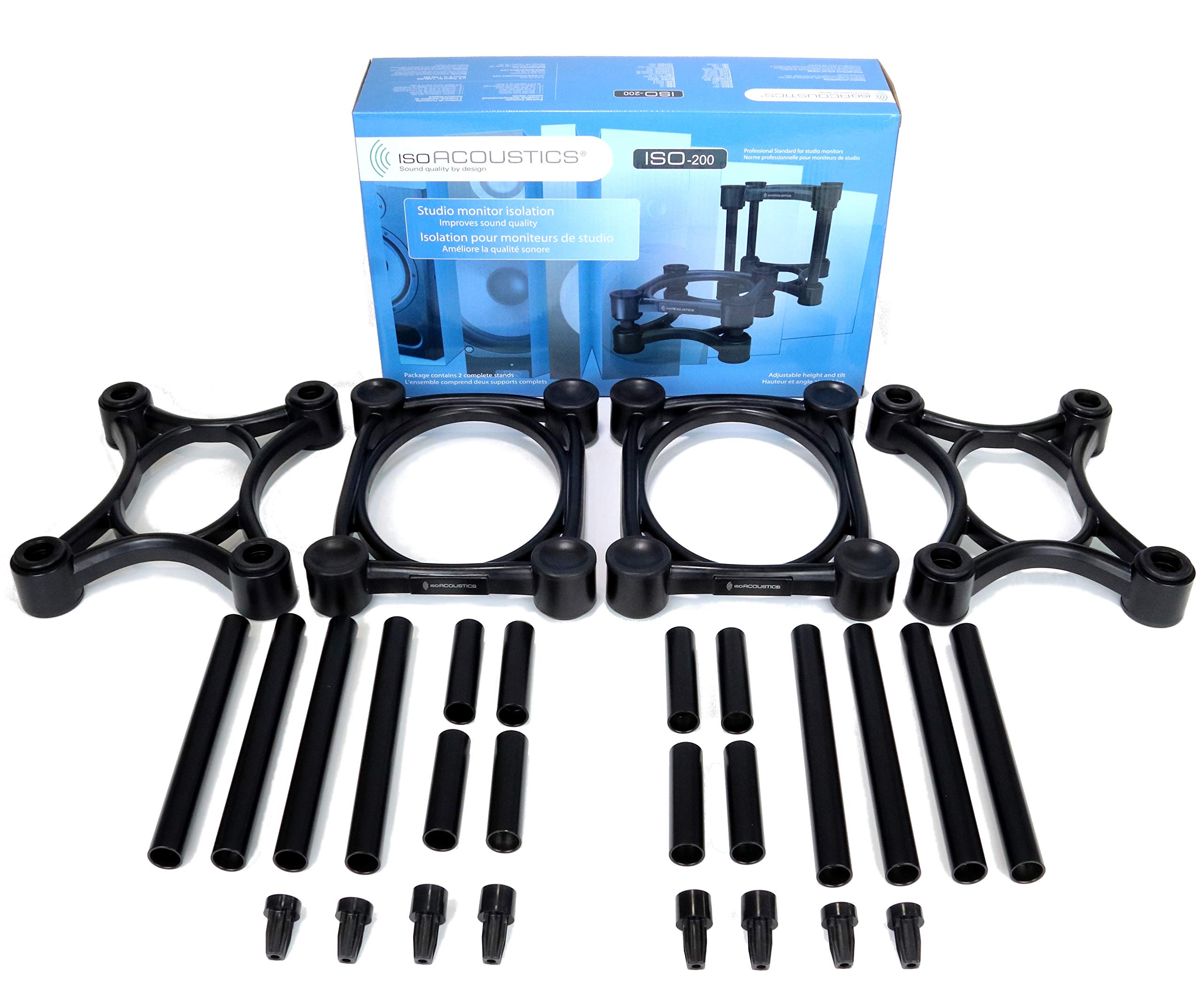 IsoAcoustics Iso-Stand Series Speaker Isolation Stands with Height & Tilt Adjustment: Iso-200 (7.8” x 10”) Pair