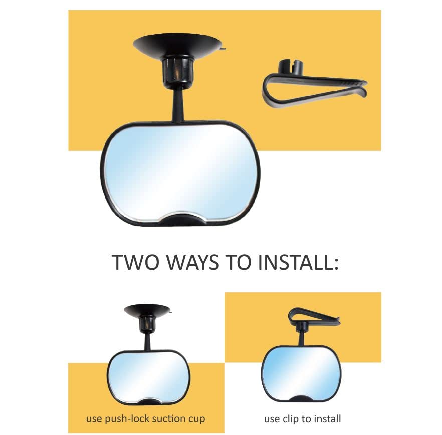 DEAR MIA LITTLE LIZ | Baby Rearview Mirror | Safety Mirror | Rear Seat Use | With Suction Base and Clamp | Mini