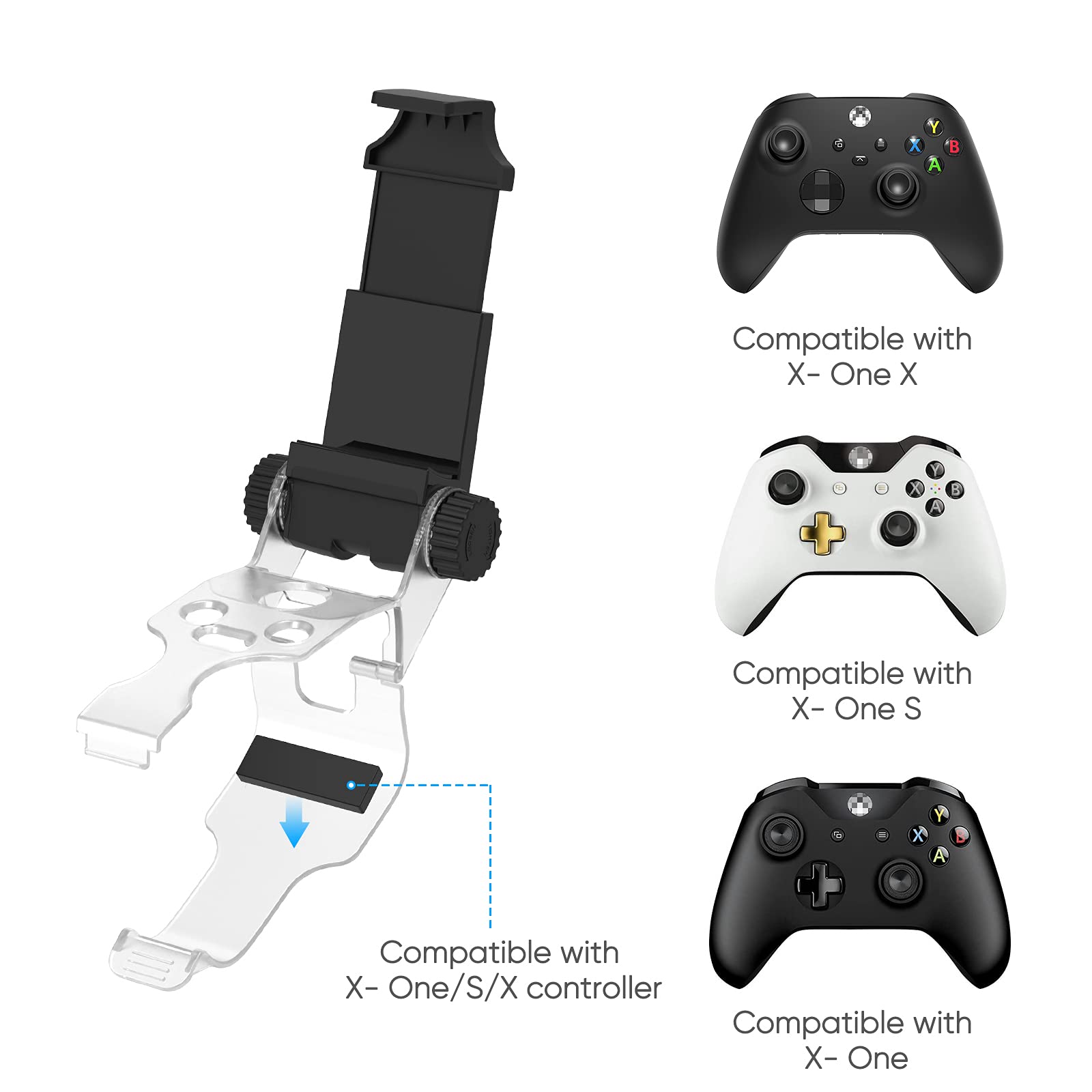 Controller Phone Mount for Xbox Series X|S -Auarte Xbox Core Controller Foldable Clip Mobile Phone Holder Clamp Adjustable Clip for Microsoft Xbox Series X|S/ Xbox One/One S/ One X Wireless Controller