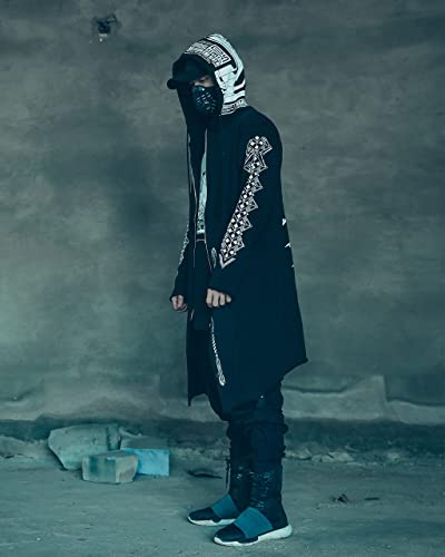 Niepce Inc Graphic Cyberpunk Zip Up Men's Fashion Hoodies Sweatshirts (White, Medium)
