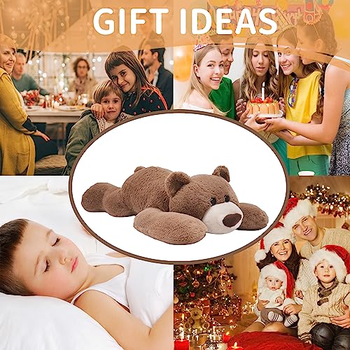 CSVBTRF 3.5 lbs 23" Bear Weighted Stuffed Animal - Hugging Pillow for Kids, Brown Plush Toy(Brown, 23")