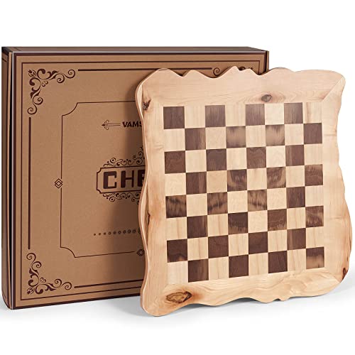 VAMSLOVE Wooden Chess Board Set Large Unique Chessboard (Playing Area 15 x 15inch) with 3.5" King Chess Pieces Durable Modern Gift for Chess Lover Home Decor
