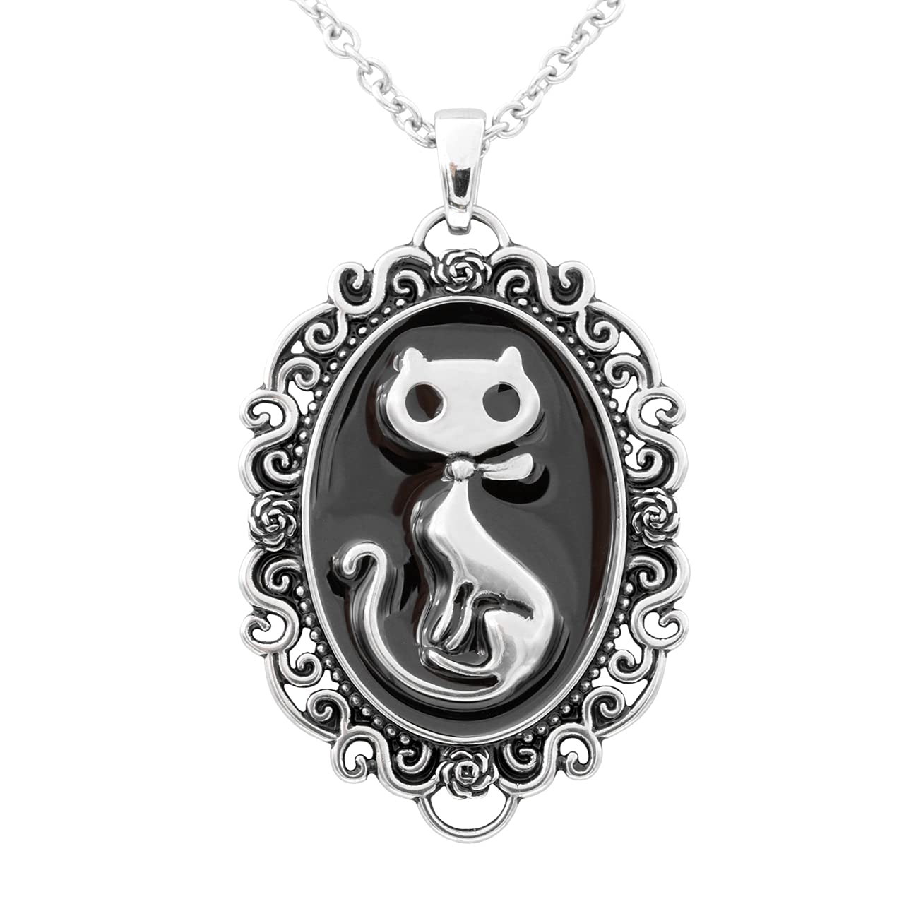 Controse Cat Silhouette Cameo Necklace