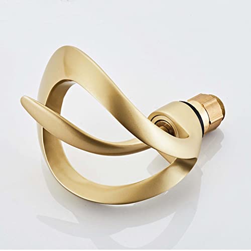 Elegant Waterfall Single Handle 1-Hole Bathroom Vessel Sink Faucet Bathroom Faucet Solid Brass Bathroom Vessel Sink Faucet Vanity Sink Faucet Mixer Basin Tap cUPC Certified(Frosted Gold)