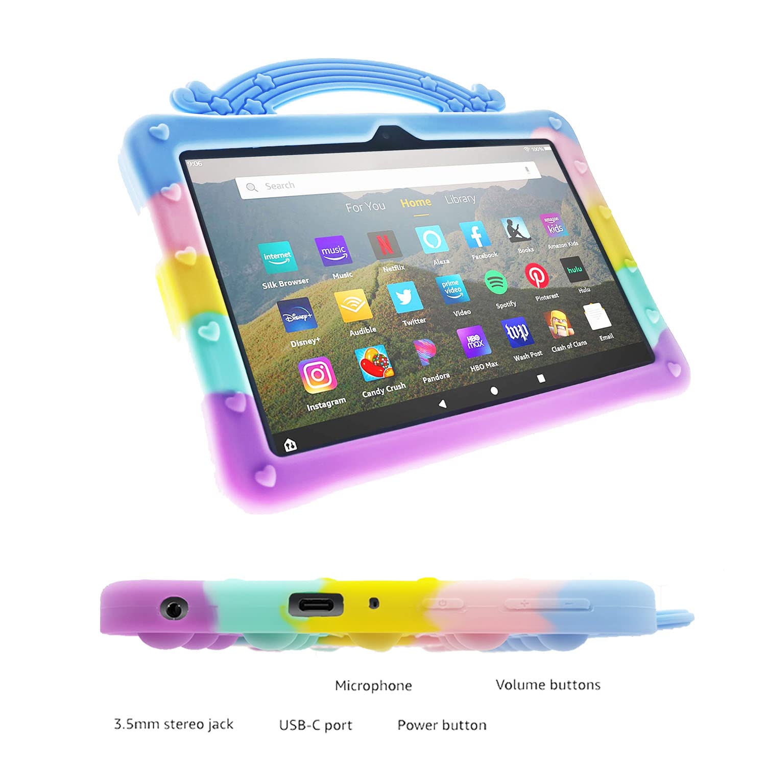 LUSTAM Pop it Case for All New Amazon Fire HD 10 and Fire HD 10 Plus Tablet (11 Generation, 2021 Release), Fidget Poppers Pop its Poppet Slim Kickstand Silicone Handle Kids Friendly Protective Cover