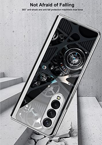 SHIEID Samsung Z Fold 3 Case with Screen Protector, Z Fold 3 Case Ligth Luxury Customization Tempered Glass Phone Case Protective Cover for Samsung Galaxy Z Fold 3 5G, Mechanic
